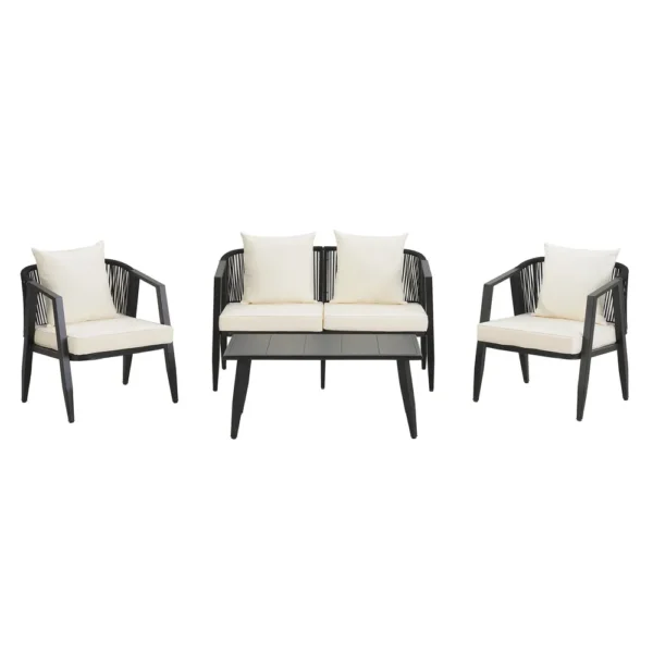 4-Seater Beige Outdoor Furniture Patio Set